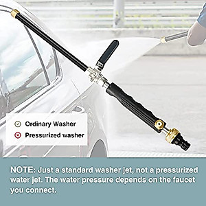 Pressure Power Washer Spray Nozzle, 18 Inch, Garden Hose Wand for Car Washing and High Outdoor Window Washing, Black