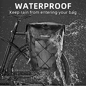 ROCKBROS Bike Pannier Waterproof 27L Large Capacity Bike Bag Rear Rack Waterproof for Grocery Touring Cycling Black*2