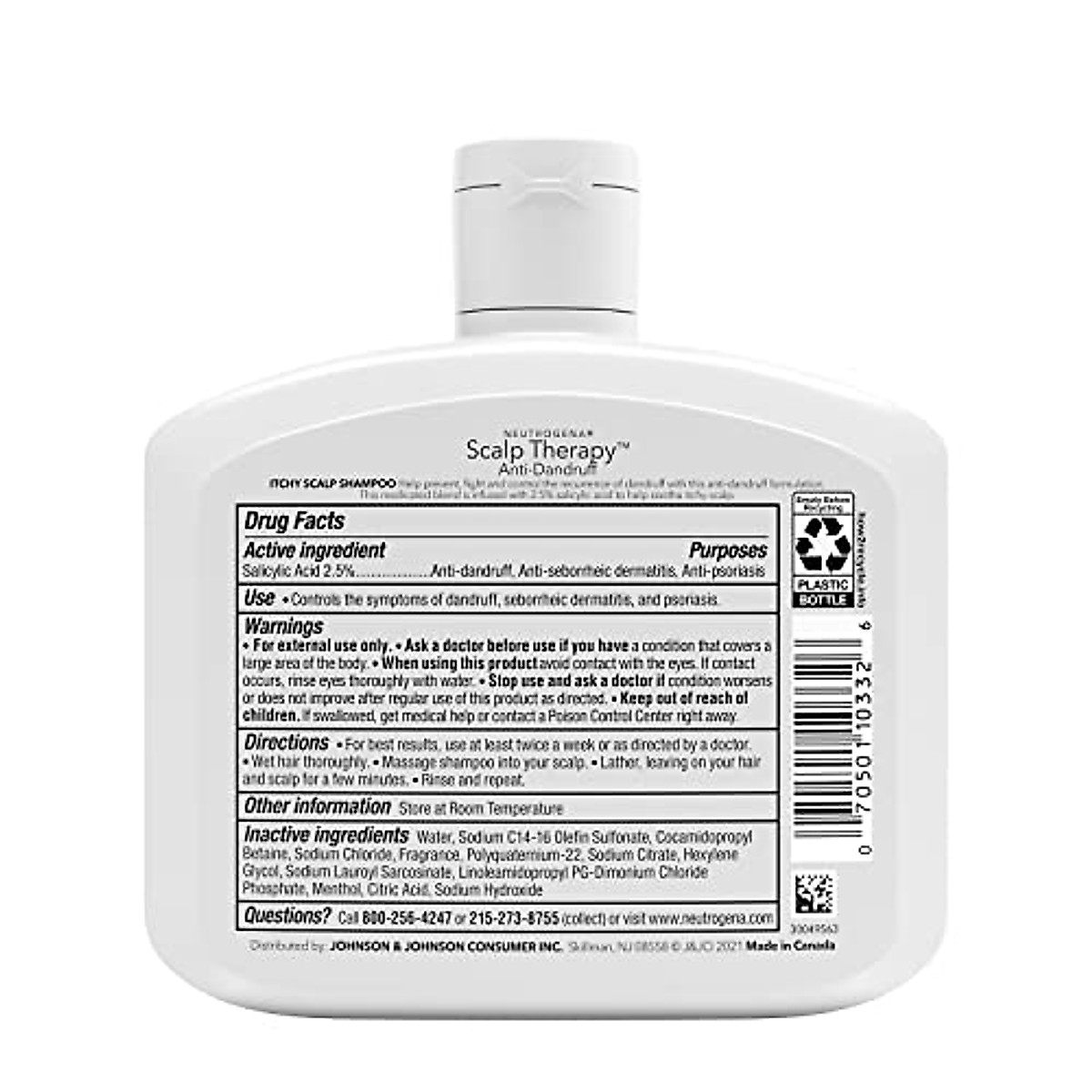 Neutrogena Scalp Therapy Anti-Dandruff Shampoo for Itchy Scalp, 2.5% salicylic acid with Peppermint Fragrance, 12 fl oz