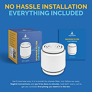 AquaBliss HD Revitalizing Shower Filter Replacement Cartridge - 2x Vitamin C + Mineral for Silky Hair, Glowing Skin, Strong Nails | KDF/CS/VC for Chemicals, Chlorine, Sediment (SFC400)