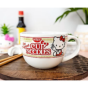 Toynk Sanrio Hello Kitty x Nissin Cup Noodles 24-Ounce Ceramic Soup Mug | Bowl For Ice Cream, Cereal, Oatmeal | Large Coffee Cup For Espresso, Caffeine, Beverage | Cute Home & Kitchen Essentials