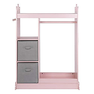UTEX Kids Dress up Storage with Mirror and Storage Bin,Kids Armoire Dresser with Mirror, Costume Closet for Kids, Pretend Storage Closet for Kids,Costume Storage Dresser(Pink)