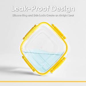 Superio Pack of 6 Plastic Food Storage Containers with Airtight Lids - 16 Oz, BPA Free, Leakproof, Stackable Sealed Containers for Organizing,- Microwave, Dishwasher and Freezer Safe, Yellow