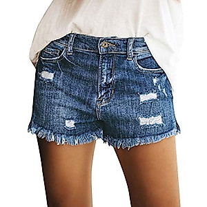 Women's Mid Rise Ripped Denim Shorts Frayed Raw Hem Jean Shorts Casual Shorts, Size XXL