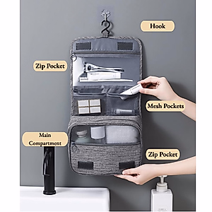 Hanging Toiletry Bag Cosmetic Case Travel Lightweight Large Capacity Multifunctional Toiletry Kit Shaving Bag Portable Bathroom Wash Bag for Makeup (Navy)