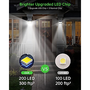 Solar Motion Sensor Lights, Whousewe 200LED Solar Lights Outdoor Solar Security Lights 3 Modes Wireless Wide Angle Solar Wall Lights IP65 Waterproof for Yard, Stairs, Garage, Fence, Porch(6 Pack)