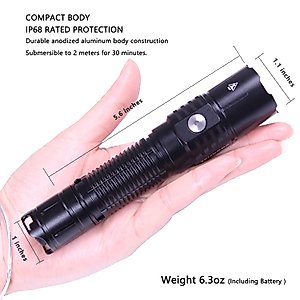 soonfire MX75 Ultra Bright Tactical Flashlight with Battery, USB C Fast Charging Rechargeable Flashlights, Powered by Customized Battery, Long Run Time for Emergency, EDC and Searching