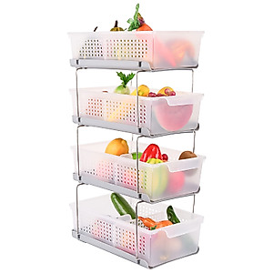 JRing 4-Tier Under Sink Organizer, Kitchen/Bathroom Cabinet Organizer Removable Storage Baskets with Dividers Multi-purpose Pull Out Home Organizers