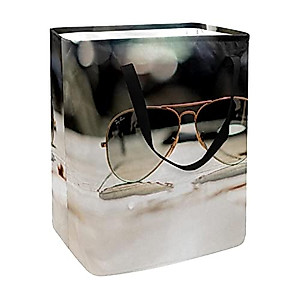 Sunglass Print Collapsible Laundry Hamper, 60L Waterproof Laundry Baskets Washing Bin Clothes Toys Storage for Dorm Bathroom Bedroom