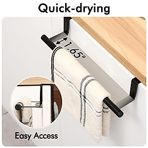 KES Cabinet Door Organizer with Towel Bar, Kitchen Cabinet Organizer with Towel Holder Cutting Board Organizer for Kitchen, Over The Cabinet Door Organize with Towel Rack Matte Black, KUR520-BK