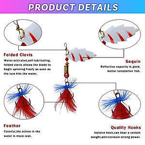 30pcs Fishing Lures Spinner Baits Bass Lures Trout Lures Hard Metal Spinnerbaits Fishing Spinners Lures Kit for Pike Salmon Walleye Freshwater Saltwater Fishing