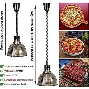 LINKANRUO Food Heat Lamp for Commercial and Household Use, Retractable Food Warmer Lamp, Food Heating Equipment for Home Kitchens Buffets and Hotel Lamps(Bronze)