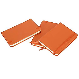 Notebook, Notepad No Fluorescent Agent with Ribbon Bookmarks for Writing for Diary for Gratitude Diary for Office Notes(Orange)
