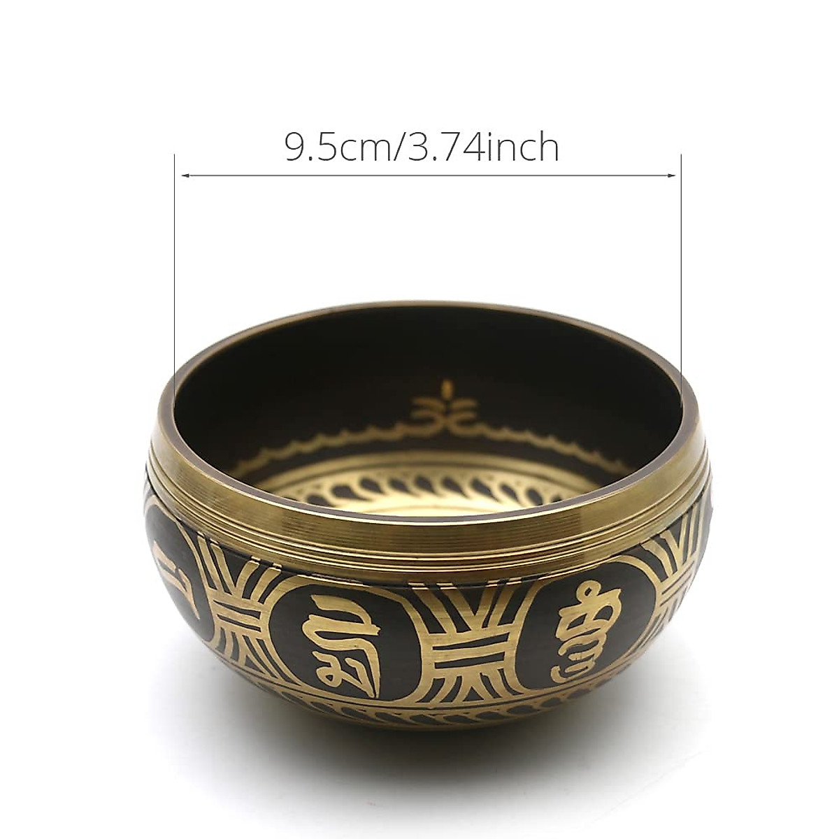 Tibetan Singing Bowl Set (3.74 inch) with Meditation Singing Bowl, Tingsha Cymbals for Healing, Yoga, Meditation, Mindfulness and Relaxation（Antique Light Brown 004）