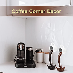 WEBBYBEAR Floating Coffee Cup Sculpture, 2 Pieces 8.7 in Magic Pouring Spilling Splash Coffee Mugs, Funny Resin Coffee Mug Decorations for Cafe or Kitchen (Brown, Black)