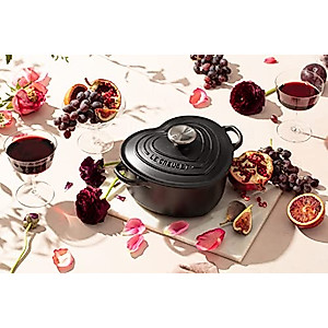 Le Creuset Signature Enameled Cast Iron Figural Heart Cocotte, 2 Quart, Licorice with Stainless Steel Knob