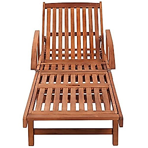 vidaXL Sunlounger and Table Set 3 Piece Solid Acacia Wood Brown Folding Sunbed