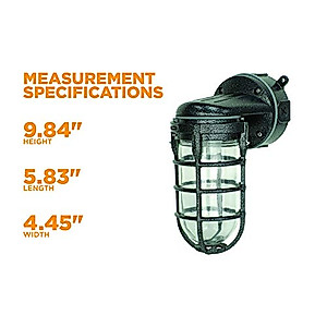 Woods L1707SVBLK Wall Mount Light in Hammered Black Finish Sturdy Die Cast Aluminum Cage; 100 Watt Incandescent; Industrial Design; Suitable for Indoor and Outdoor Use