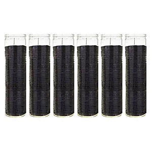 Mega Candles 6 pcs Unscented Black 7 Day Devotional Prayer Glass Container Candle, Premium Wax Candles 2 Inch x 8 Inch, Great for Sanctuary, Vigils, Prayers, Blessing, Religious & More