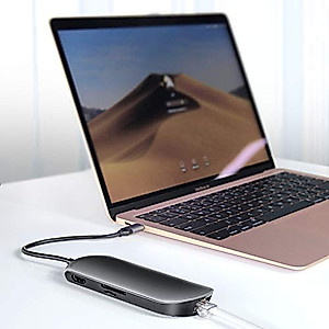 XUNMAIFHB Portable Docking Station,Type-c hub Docking Station USB3.0 Splitter Gigabit Ethernet Port SDTF hub PD Fast Charge, TF/SD Card Slot, HDMI, Type-c Charging Port Fast Transmission