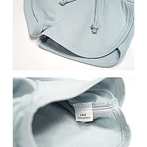 Teach Leanbh Baby Boys Girls 3 Pack Athletic Shorts Cotton Soild Color with Drawstring (6-12 Months, Yellow/Powder Blue/Grey)