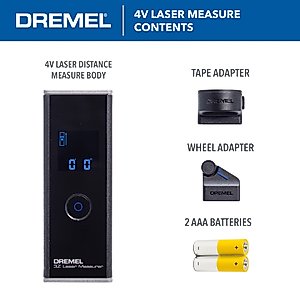 Dremel 3-in-1 Digital Measurement Tool - Includes Laser Measure, Tape Measure Attachment, Wheel Adapter Attachment - Dremel HSLM-01
