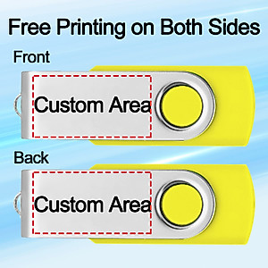 Custom Logo USB Flash Drive Bulk Personalized USB 2.0 Swivel Memory Stick with Keychain and USB C Adapter Double-Sided Printed Free Thumb Drive Pen Drive - as Promotional Gift Wholesale(512MB,50PACK)