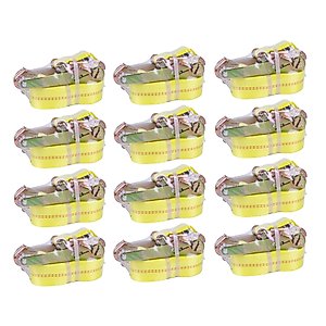 Autofonder 12 Pack Ratchet Tie Down Strap - 2" x 27' Heavy Duty Ratchet Straps with Aluminum Handle, Cargo Straps for Moving Appliances, Lawn Equipment, Motorcycle in a Truck