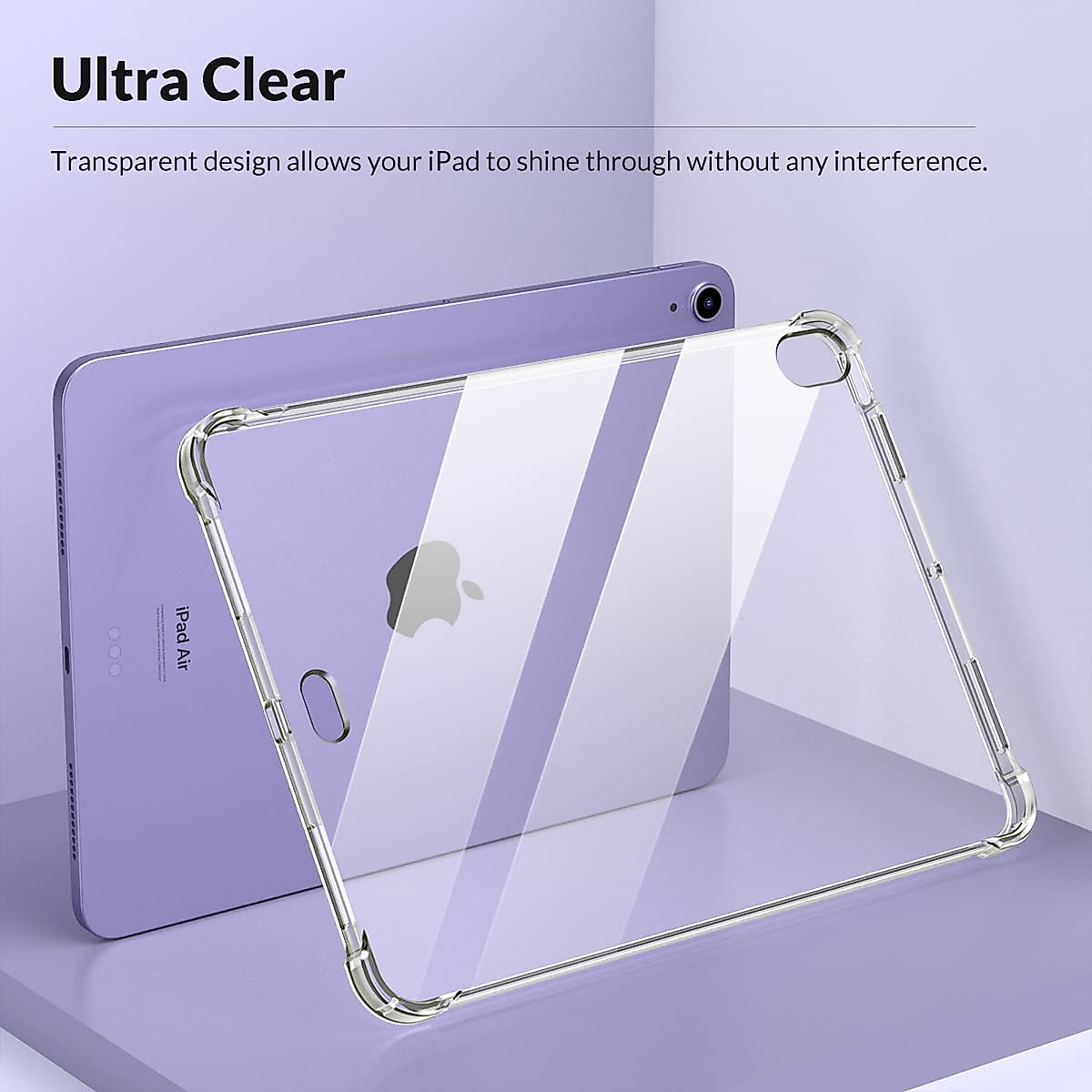 MoKo Clear Case for iPad Air 6th 11 Inch (M2) 2024, iPad Air 5th/4th Generation 10.9 Inch (2022/2020), Case with Soft TPU Reinforced Corner, Anti-Scratch Case for iPad Air 11 in & Air 10.9 in, Clear