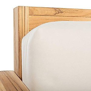 SAFAVIEH Couture Patio Guadeloupe Natural Brazilian Teak and White Outdoor Club Chair