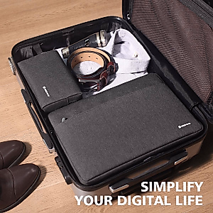 NIDOO 13-14 inch Laptop Sleeve Case Notebook Bag for 13" MacBook Air / 13.5" Surface Book 2 3 / 13.5" Surface Laptop 2 3 4 / 13.3" ThinkPad L380 L390 Yoga / 13.9" Yoga C930, Dark Grey