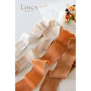 Ling's Moment Handmade Fringe Chiffon Silk-Like Ribbon Smooth Ribbon Ombre Colors Chart, Cozy Terracotta