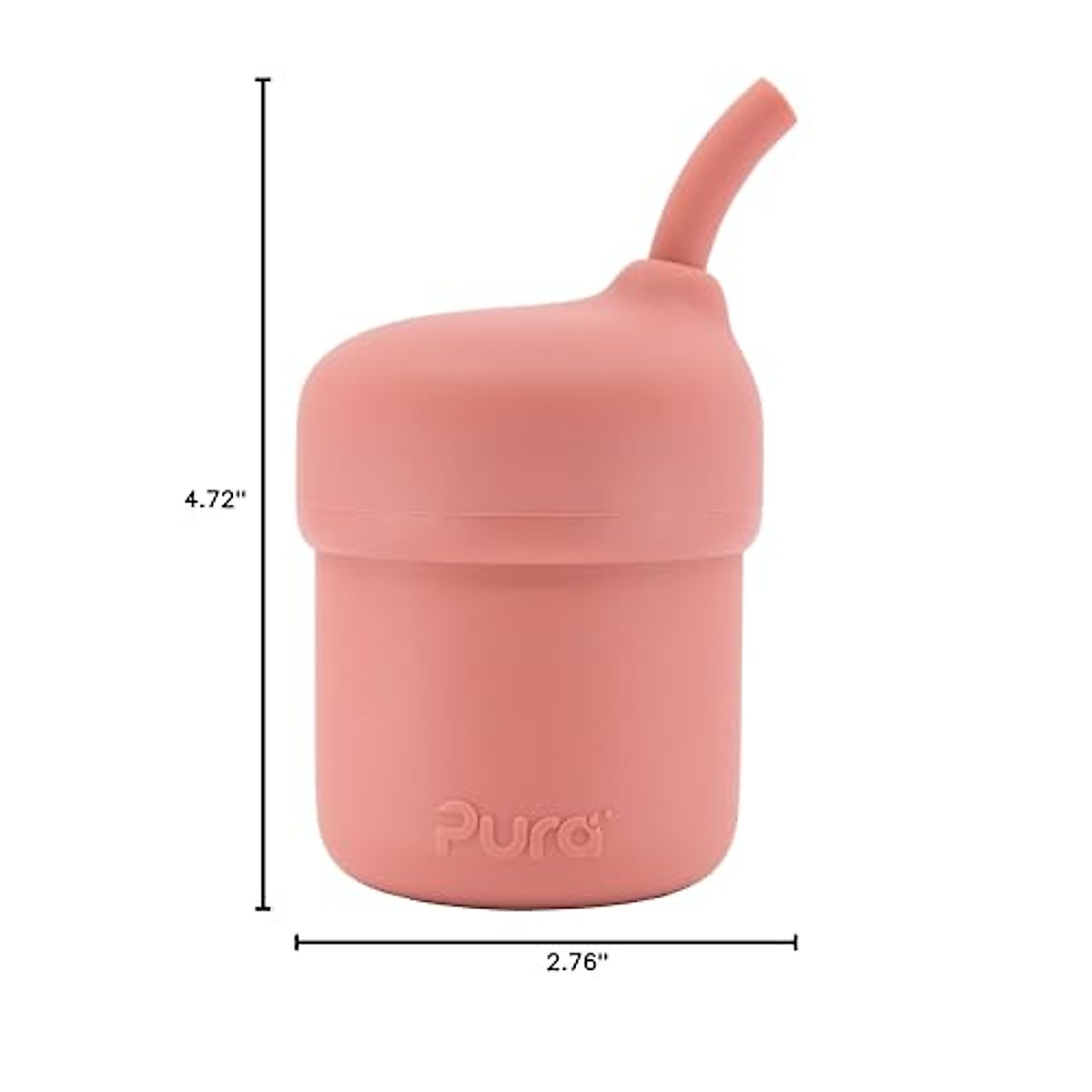 Pura my-my Silicone Straw Cup| Spill Proof, Reusable, Food Grade Silicone, Plastic-Free | For Kids, Toddlers, Babies & Infants - 2 Pack Rose & Moss