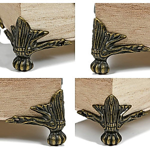 Olldag 24 PCS Antique Brass Box Legs Feet for Wood Case Jewelry Chest Storage Corner, Protector Zinc Alloy for Embossing Wooden Case Decor Cases, Cabinets (Green Bronze)