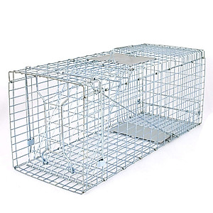 Oteymart Live Animal Trap Cage Catch Release Humane Rodent Cage with Handle Metal Steel for Rabbits, Stray Cat, Squirrel, Raccoon, Mole, Gopher, Chicken, Opossum (32" X 12" X 12")