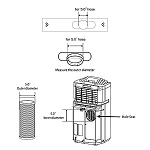 Gulrear Portable AC Window Vent kit,Universal Portable Air Conditioner Window Kit with 3 Adjustable Slide Seal Plates and 5.0" Hose Adapter Adjust Length from 25.5" to 47" Sliding Window AC Vent Kit…