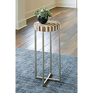 Signature Design by Ashley Cartley Accent Table, White & Light Brown