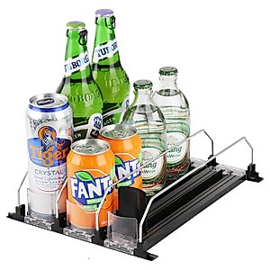 FanFolou Soda Can Organizer for Refrigerator - Self Pushing Drink Organizer for Fridge, Width Adjustable, Drink Dispenser for Fridge, Pantry, Kitchen(3 Row,12.2 Inch)