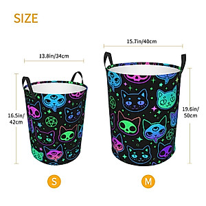 Glow-In-The-Dark Cat Freestanding Laundry Hamper Personalized Dirty Clothes Hamper Storage Basket For Bedroom,Bathroom,College Dorm Boys And Girls Cat Dog Pet Toy Storage