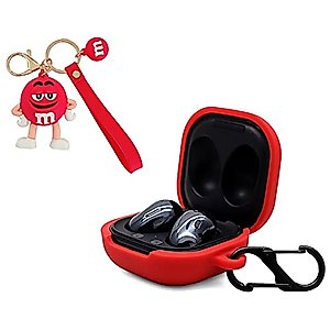 Cute Silicone Case for Samsung Galaxy Buds Live/Buds pro/Buds2 Case Wireless Bluetooth Earphone Case Protective Case Box Bag with Matching Pendant Gifts for Boys and Girls (Red)