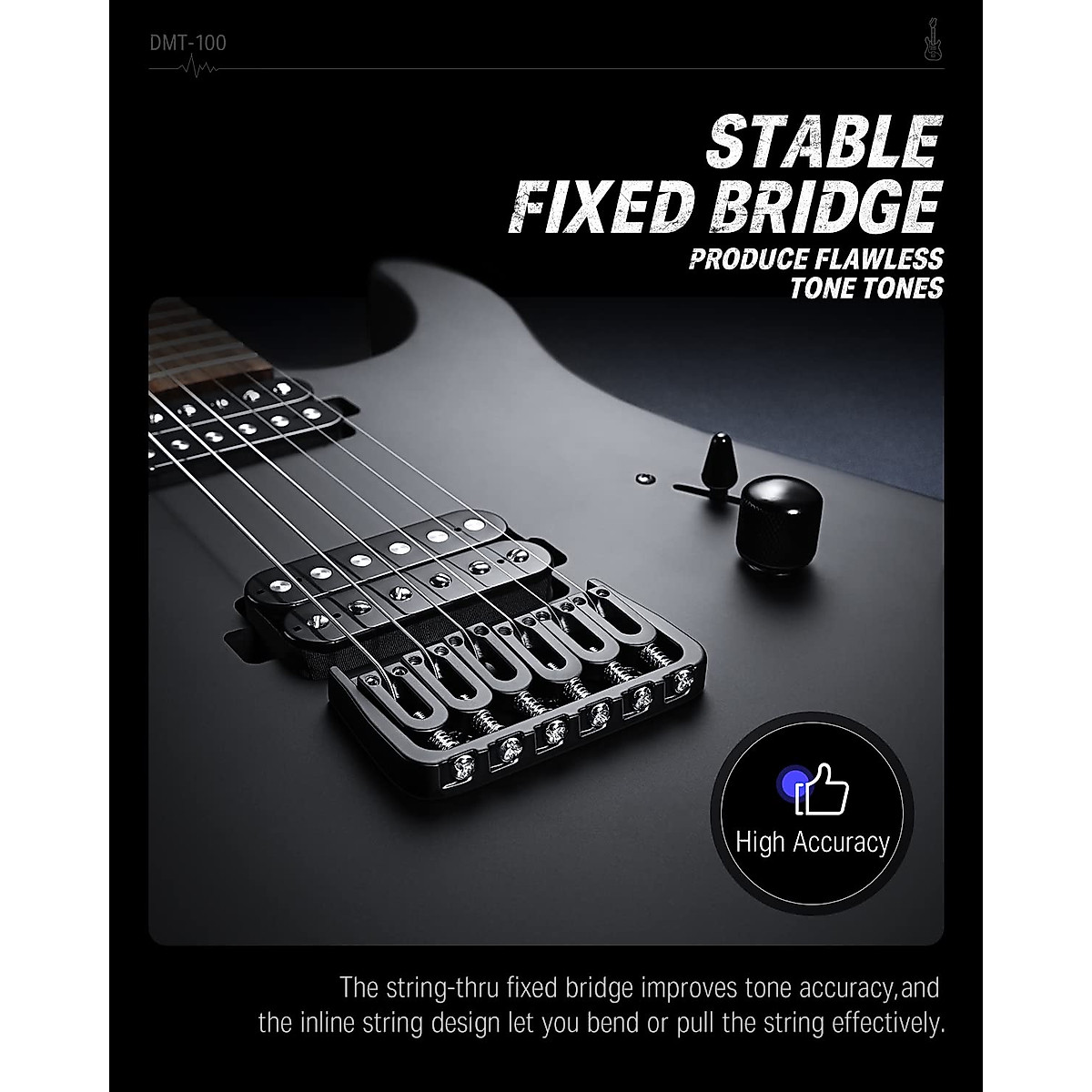 Donner Solid Body Electric Guitar, Matte Finish 39 Inch Metal Electric Guitar Beginner Kits with Bag, Strings, Strap, Cable, Strings Dampener for Rock Music Lover, DMT-100 (Matte Black)