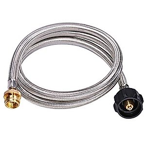 DOZYANT 5 Feet Stainless Steel Braided Propane Adapter Hose 1 lb to 20 lb Converter Replacement for QCC1 / Type1 Tank Connects 1 LB Bulk Portable Appliance to 20 lb Propane Tank - Safety Certified