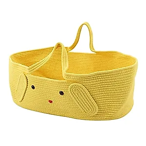 Baby Changing Basket Foldable Baby Carrier Basket Baby Carrier Basket Cartoon Portable Foldable Sleeping Basket Cotton Newborn Sleeper Basket Baby Sleeping Carry Basket (Yellow)