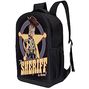 Disney Toy Story Black Backpack - Buzz Lightyear, Woody, Forky - 17 Inch Air Mesh Padded Bag (Woody)