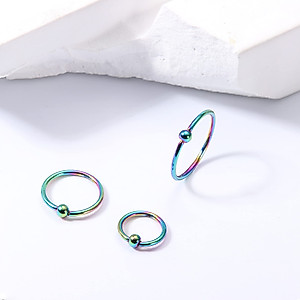 ORAZIO 36Pcs Surgical Steel Nose Ring Hoop for Women 20 Gauge Nose Piercing Jewelry Septum Ring Cartilage Helix Piercing 6-12mm