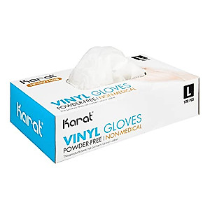 Karat FP-GV1008 Vinyl Powder-Free Gloves (Clear) - Large(Case of 1000)