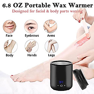Podoy Mini Wax Pot Warmer for Hair Removal, Small Portable Travel Wax Melt Heater Machine Digital Display for SPA Salon Brow Body Nose Upper Lip Hair Waxing with 100 Wax Sticks