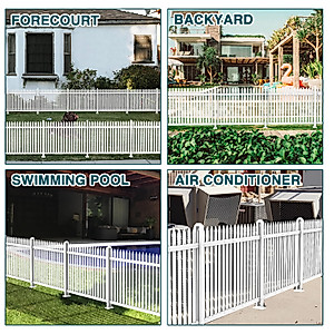 ECOOPTS 36" H x 84" W Vinyl Picket Fence Panels White Decorative Fence for Garden Patio Yard Pool Walkways (34 Pickets, Straight)
