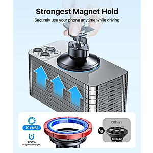 andobil Newest Magsafe Car Mount [Strongest Magnet, Military Sturdy & Never Slip] 360° Magnetic Air Vent Cell Phone Holder Car, Easy Used, Fit for iPhone 15 14 13 12 Pro Max Android Samsung S24 S23