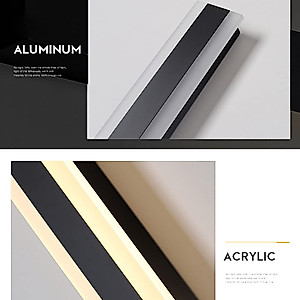 Outdoor Long Strip Modern LED Wall Lighting Fixture Lamps, Elegant Frosted White Acrylic, Black Aluminum Body IP65 Waterproof Anti Rust (Cold White, 60inch)